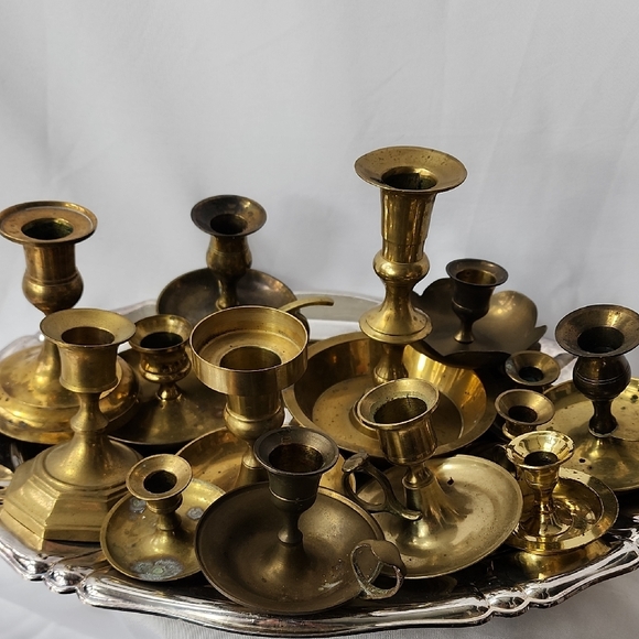 Vintage | Accents | Vintage Instant Brass Candlestick Collection Set Of ...